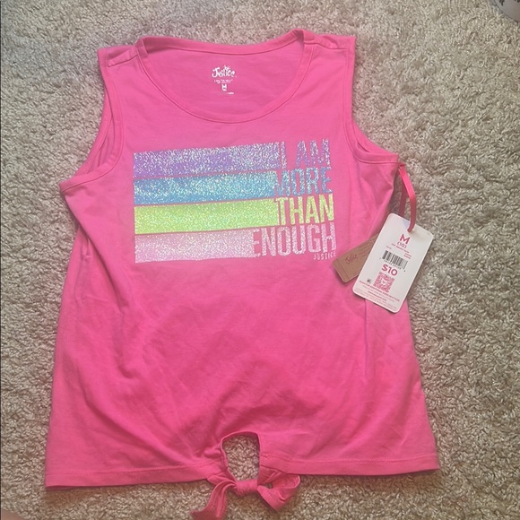 Justice | Shirts & Tops | Justice Pink Tank Top With Graphic Glitter ...